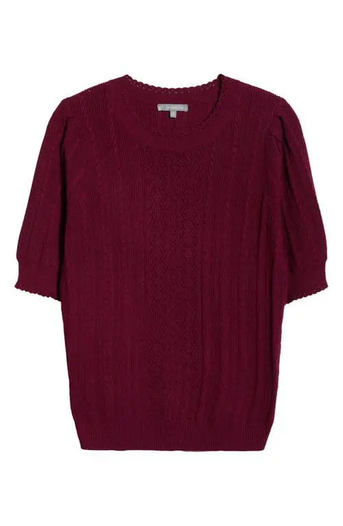 Wit & Wisdom Pointelle Elbow Sleeve Sweater - Wild Plum