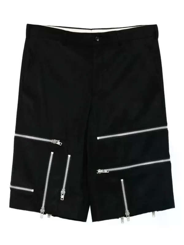 Comme Des Garçons Zip-detailed Flannel Shorts - Black