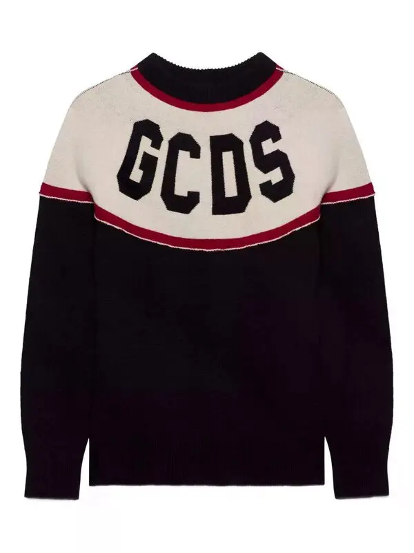 Gcds Logo-intarsia Sweater - Black