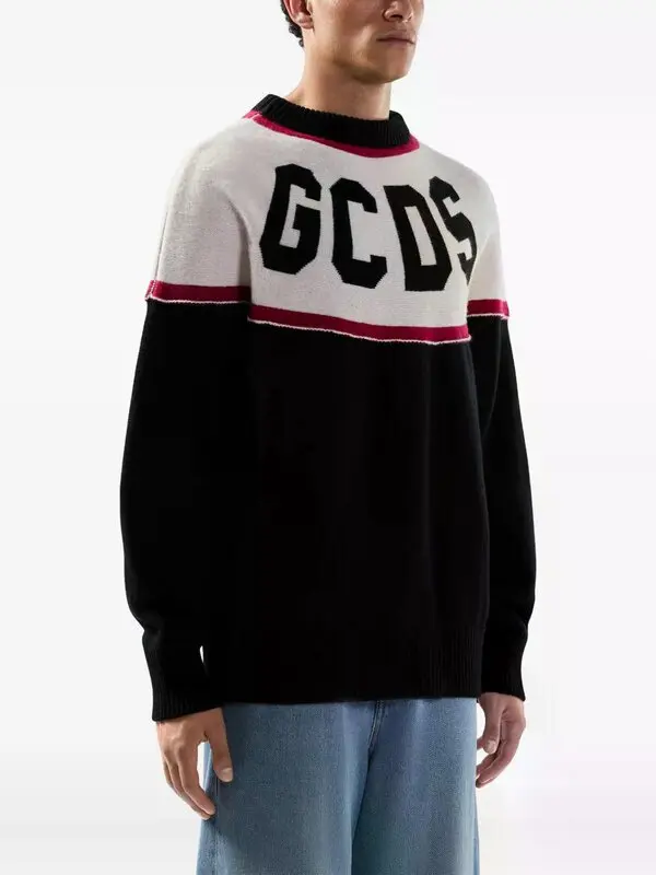 Gcds Logo-intarsia Sweater - Black