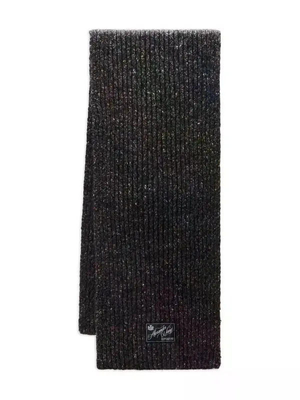 Alexander Wang Logo-label Ribbed-knit Scarf - Black