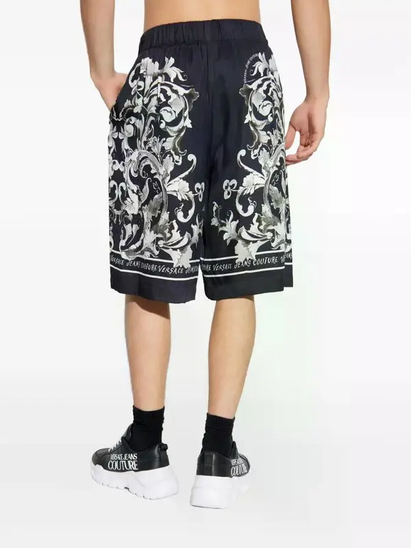 Versace Floral-print Knee-length Shorts - Black