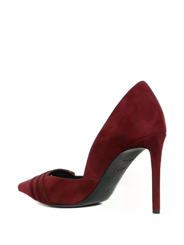 GINISSIMA 100mm Gina Buckle Suede Pumps - Red