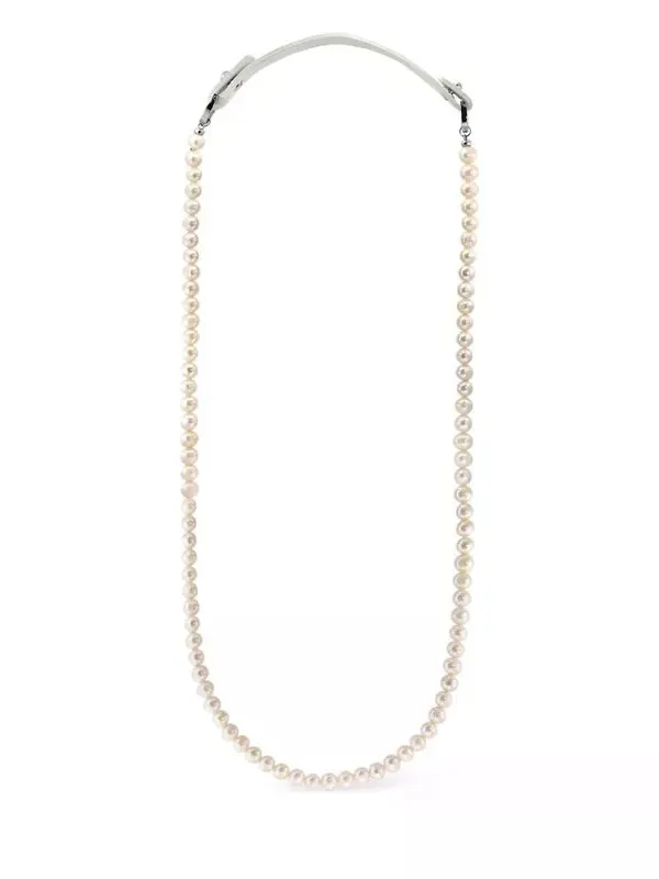 OBSIDIAN Pearl Leather Necklace - White