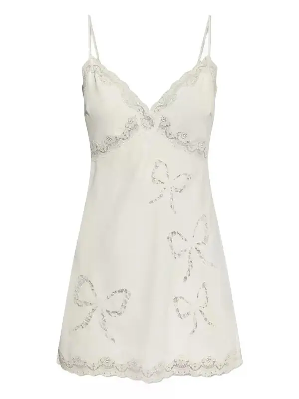 LoveShackFancy Cori Lace Bow Mini Dress