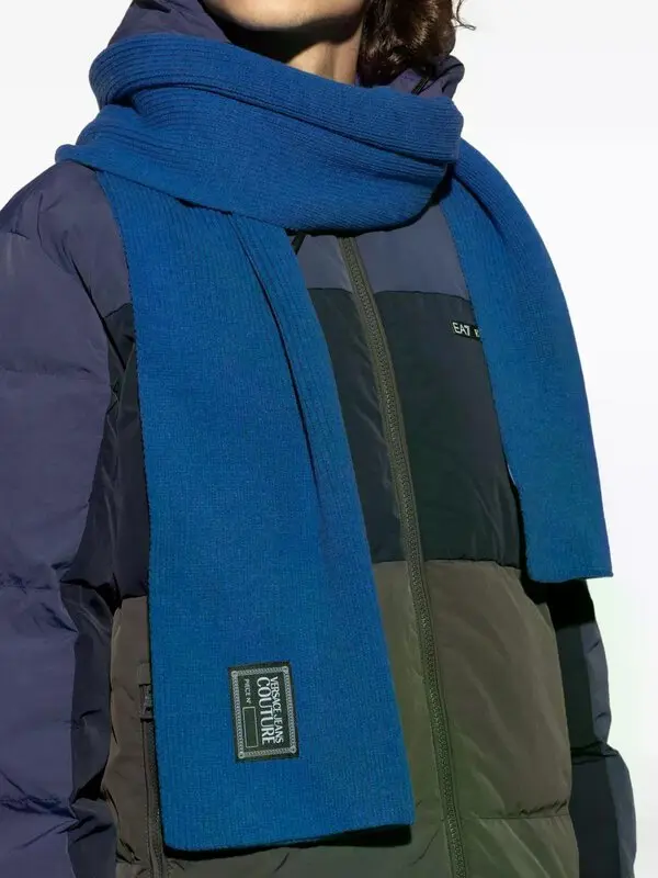 Versace Ribbed Logo Scarf - Blue