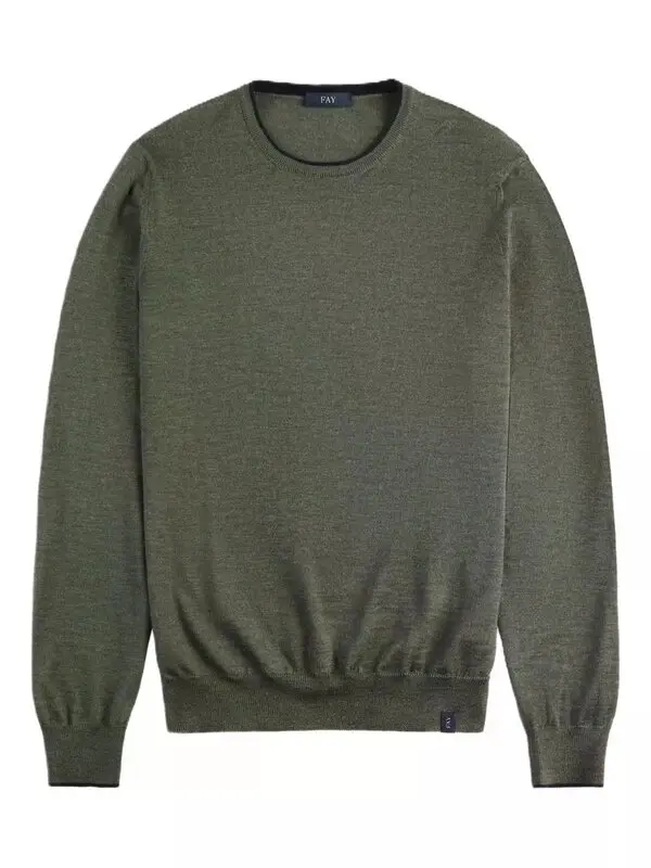 FAY Crew-neck Sweater With Elbow Patches