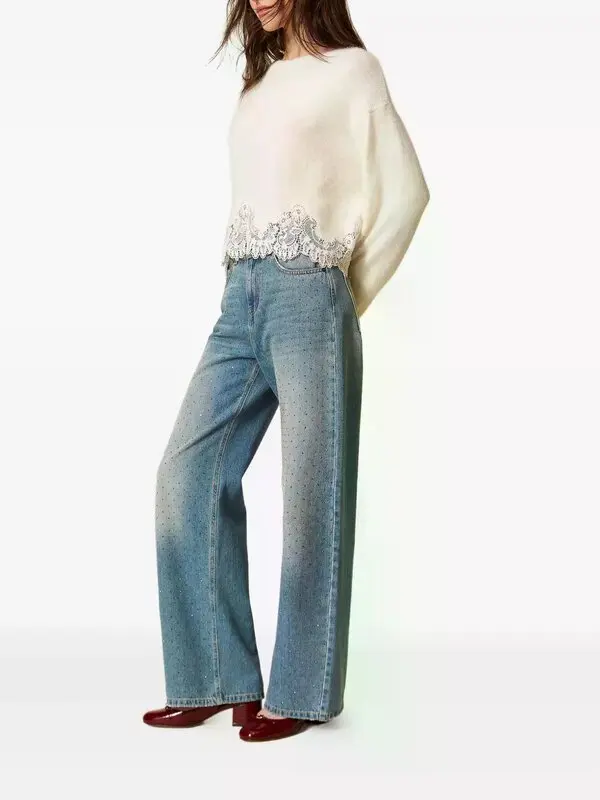 TWINSET Rhinestone-embellished Straight Leg Jeans
