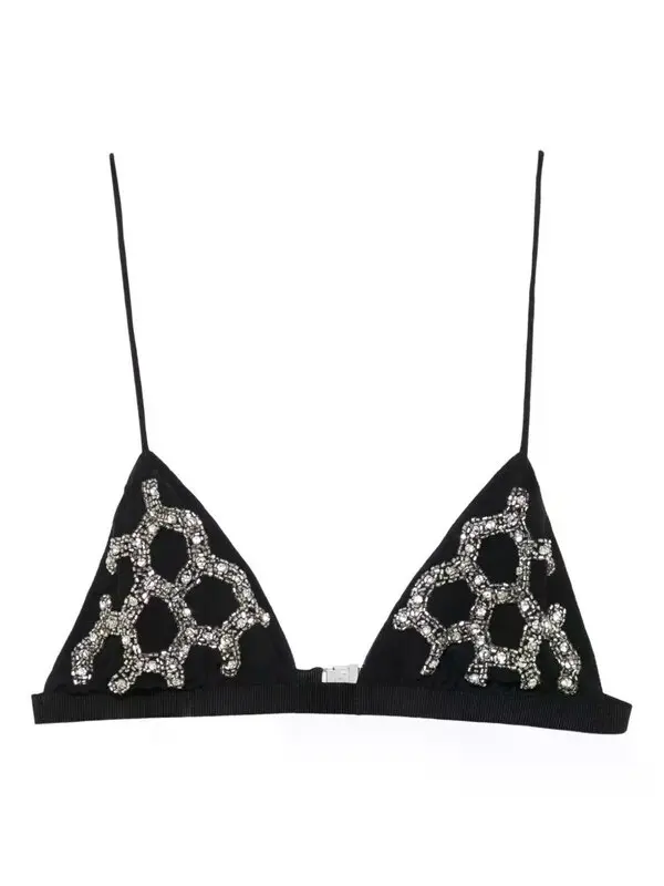 Patrizia Pepe Embroidered Triangle-cup Bra - Black