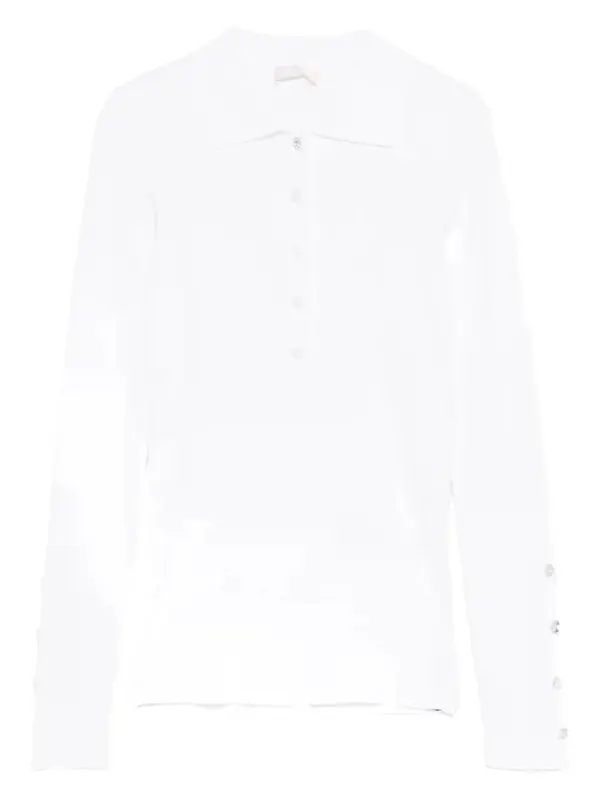 Liu Jo Buttoned Long-sleeved Polo Top - White