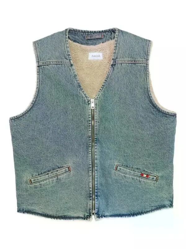 AMISH Zip-up Denim Gilet