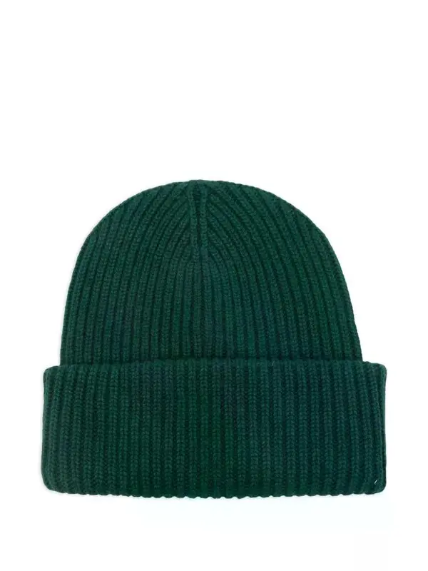 MC2 SAINT BARTH Ribbed Beanie With Logo Appliqu - Green