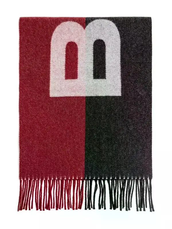 Bally Fringed Logo Scarf - Red