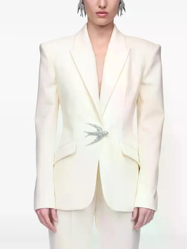 David Koma Bird-embellished Blazer - Neutrals