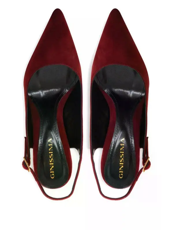 GINISSIMA 100mm Lavinia Suede Slingback Pumps - Red