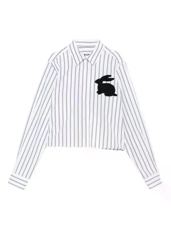 MSGM Striped Shirt With Rabbit Appliqu - White