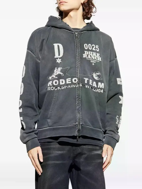 DUKE + DEXTER Graphic Print Zip Hoodie