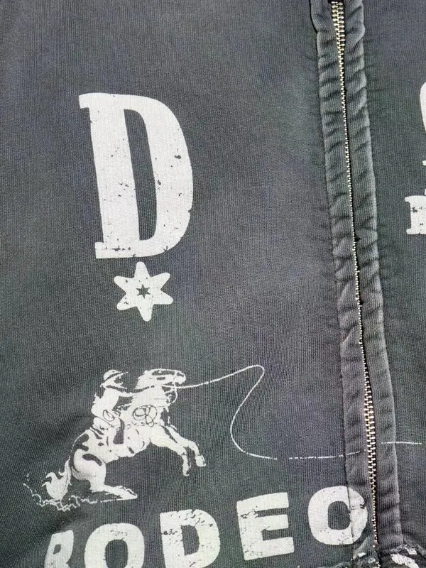 DUKE + DEXTER Graphic Print Zip Hoodie
