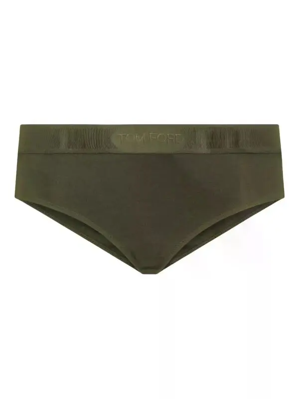 TOM FORD Ribbed Briefs With Logo Detail - Green