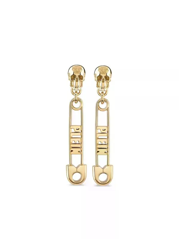 Philipp Plein Safety Pin Dangle Earrings - Gold