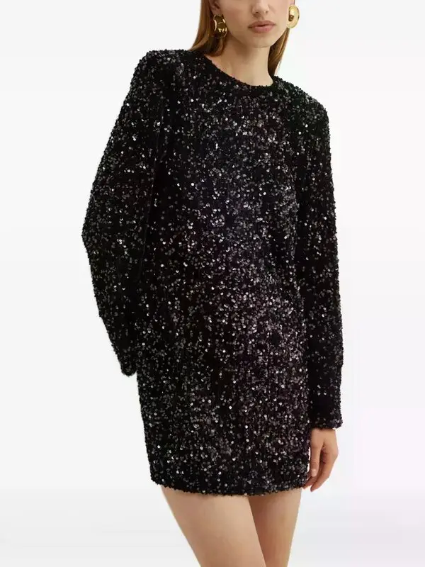 Elisabetta Franchi Sequin-Embellished Long-Sleeve Dress - Black |  Editorialist