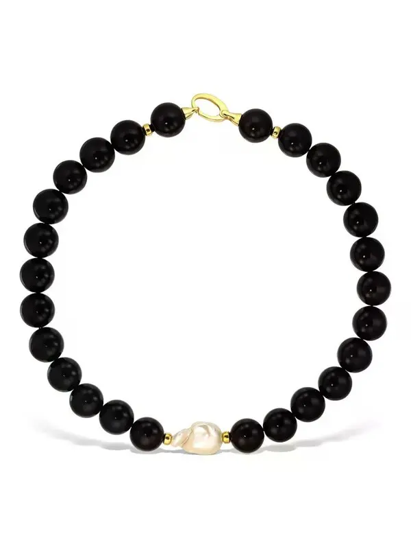 OBSIDIAN Beaded Pearl Necklace - Black