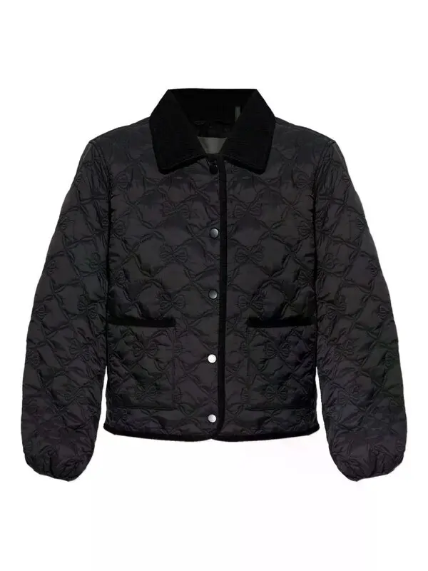 LoveShackFancy Quilted Bow Jacket - Black