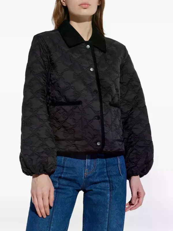 LoveShackFancy Quilted Bow Jacket - Black