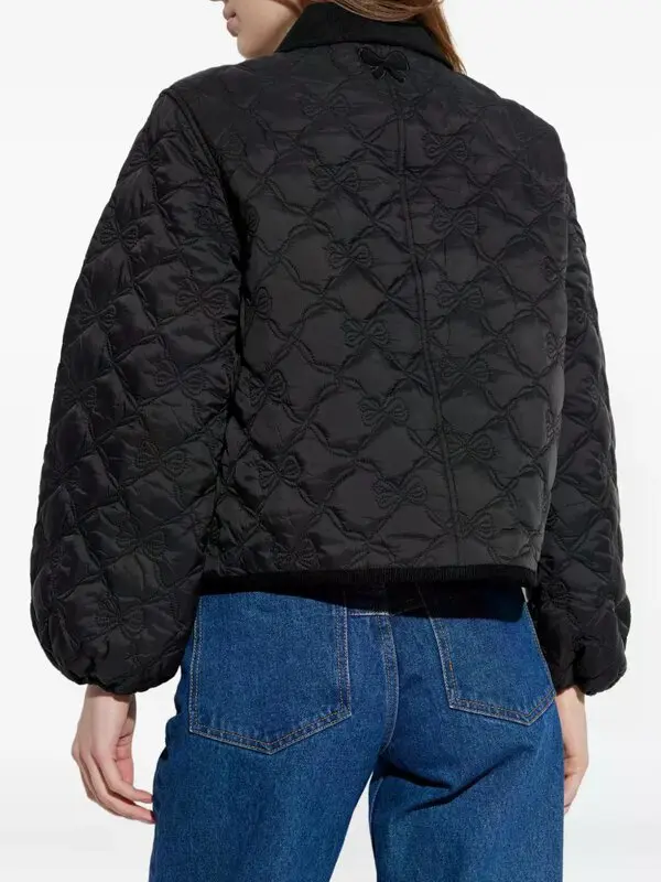 LoveShackFancy Quilted Bow Jacket - Black