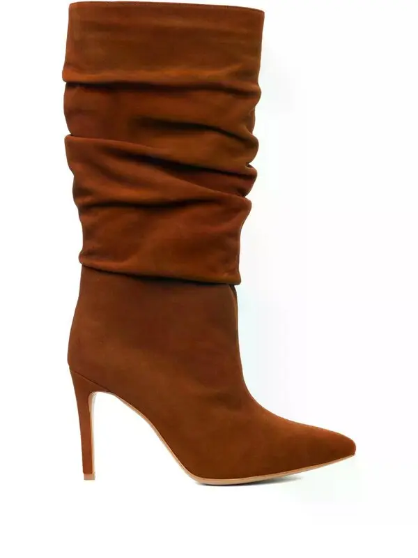 GINISSIMA 95mm Ruched Suede Boots