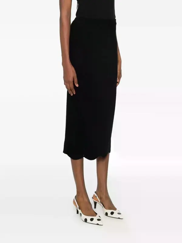 TWINSET Scalloped Hem Midi Skirt