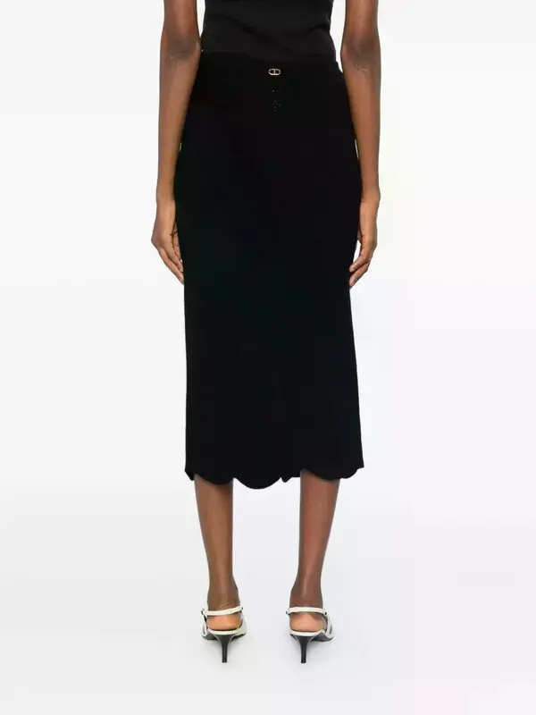 TWINSET Scalloped Hem Midi Skirt