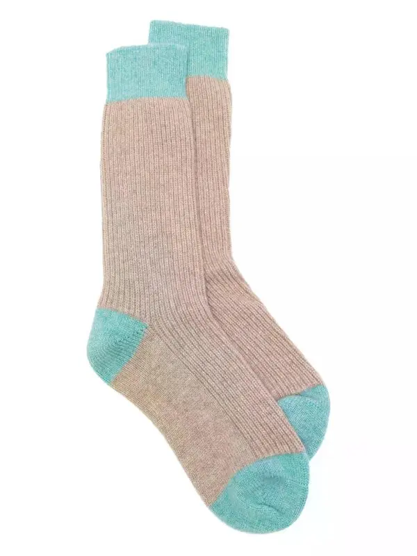 Guest In Residence Ribbed Colour-block Socks - Brown