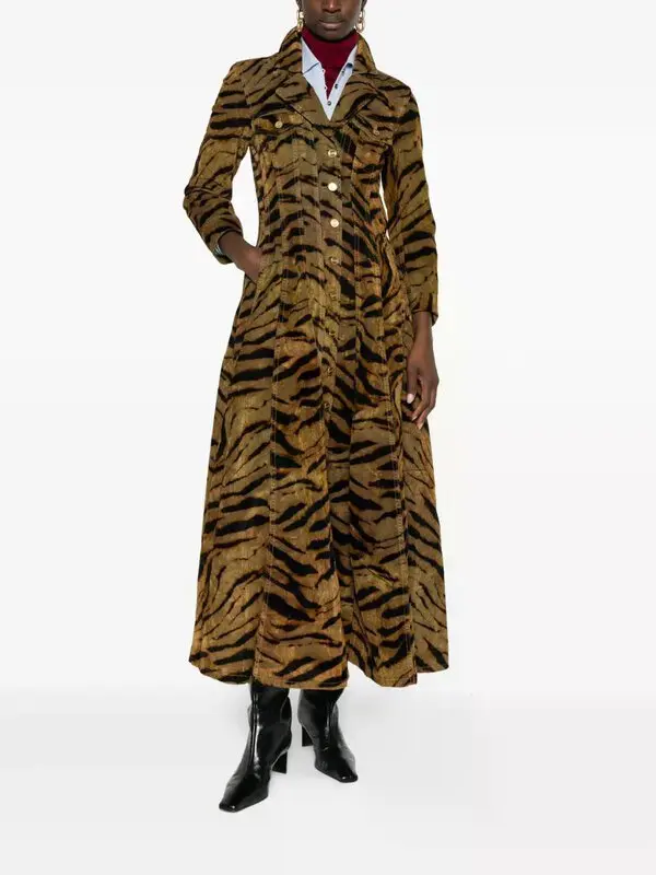 GANNI Tiger-print Button-up Maxi Dress