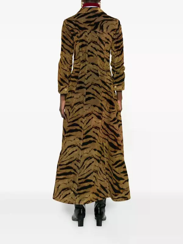 GANNI Tiger-print Button-up Maxi Dress