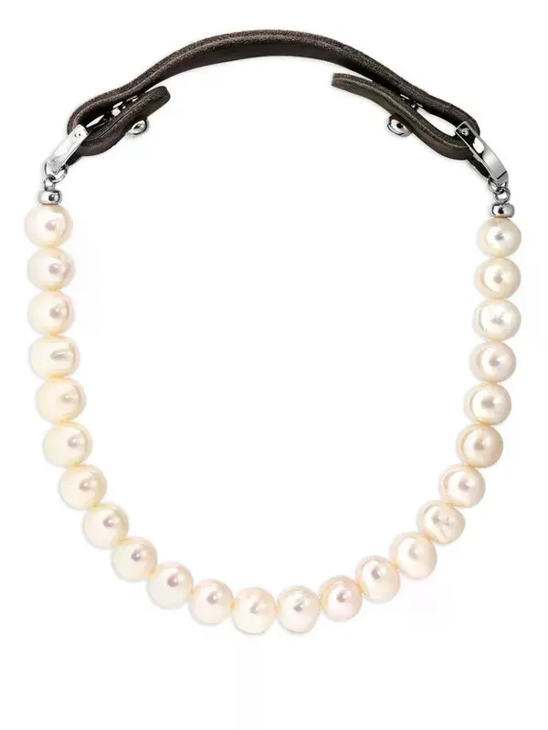 OBSIDIAN Pearl And Leather Necklace - White