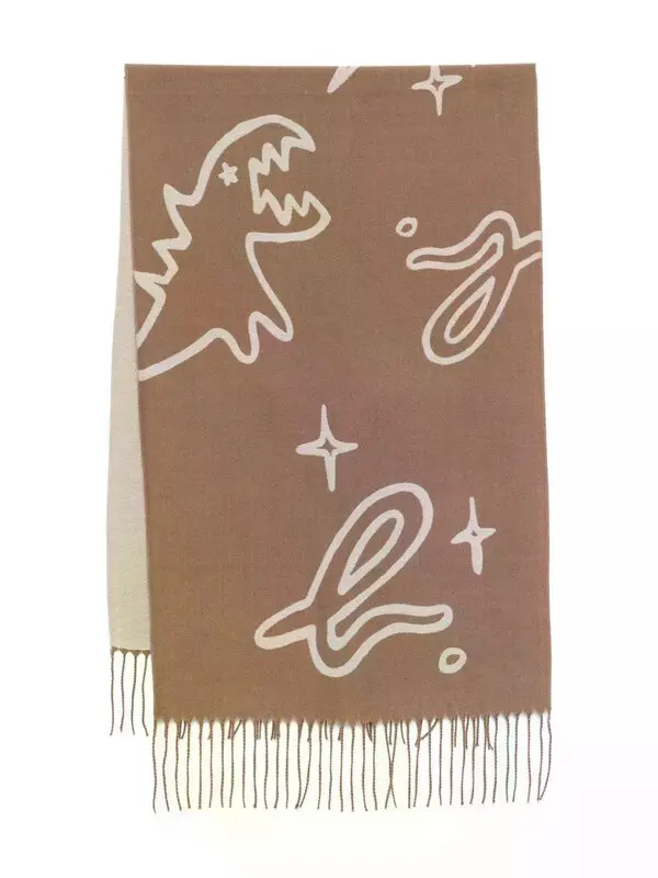 AGNES B. Dino-print Scarf - Brown