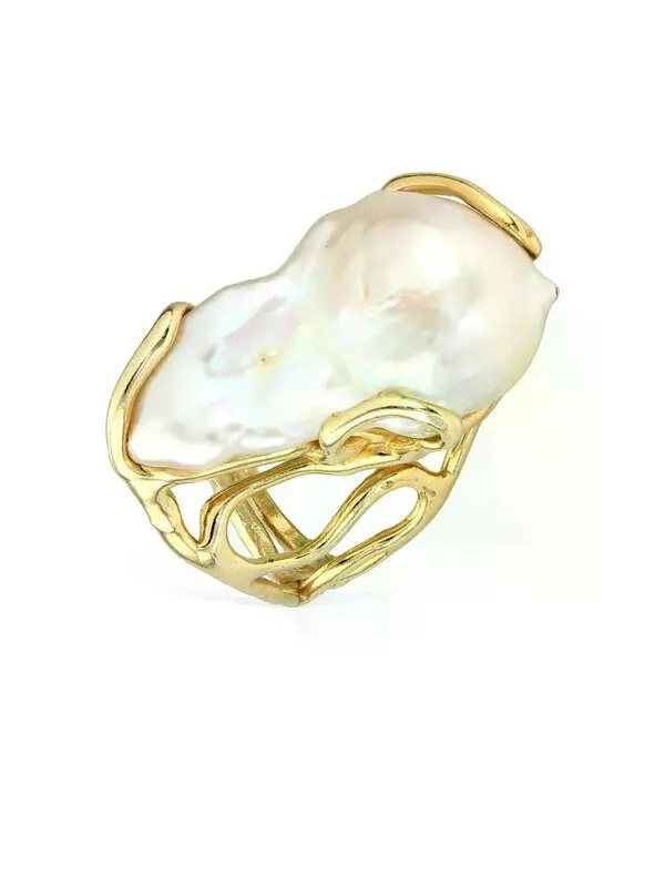 OBSIDIAN Pearl And Vermeil Metals Ring - Gold