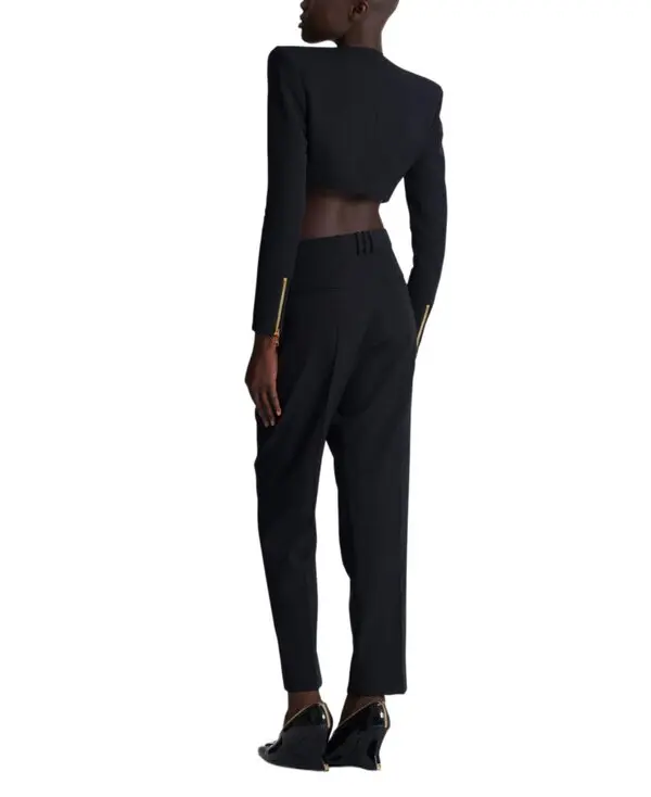 Balmain Cropped Jacket In Grain De Poudre Wool