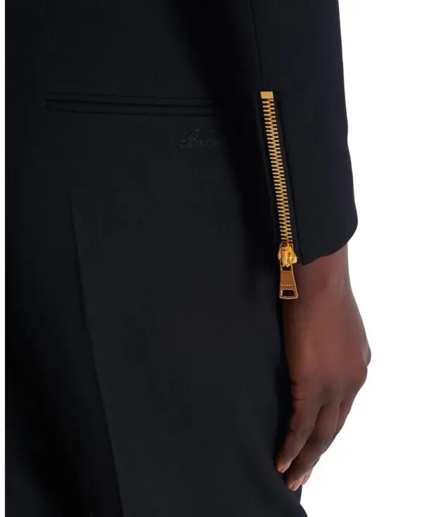 Balmain Cropped Jacket In Grain De Poudre Wool