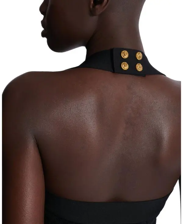 Balmain Flared Halterneck Dress - Black