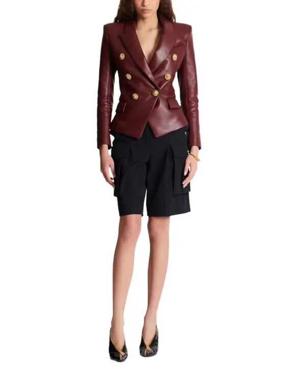 Balmain 6-button Lambskin Jacket - Brown