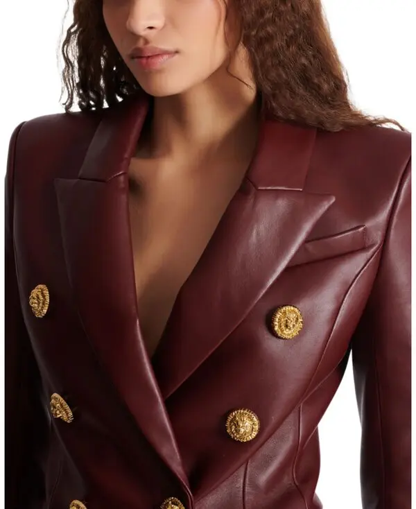 Balmain 6-button Lambskin Jacket - Brown
