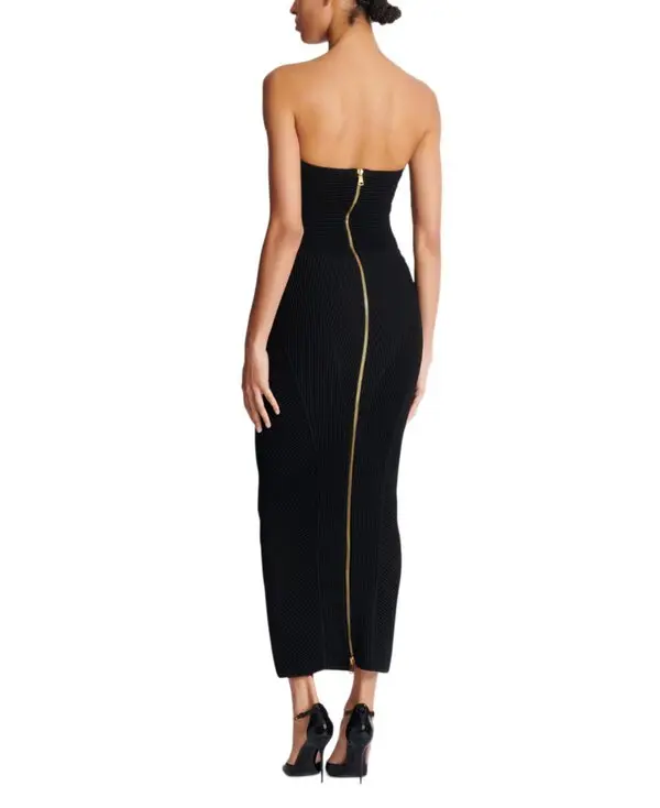 Balmain Long Strapless Knit Dress