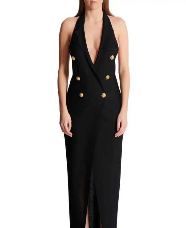 Balmain Long Halterneck Knit Dress