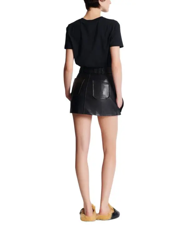Balmain Short Lambskin Skirt