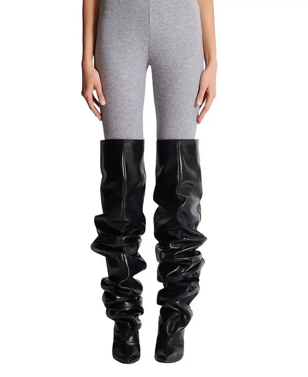 Balmain Cotton Knit Leggings - Grey