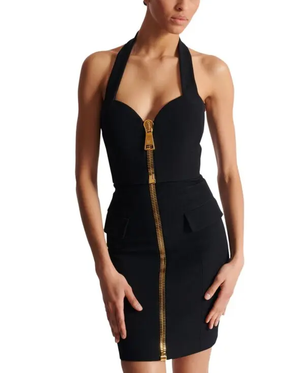 Balmain Bustier Top In Grain De Poudre Wool