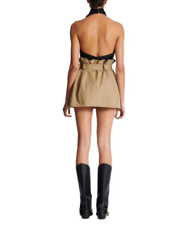 Balmain High-waisted Gabardine Mini Skirt