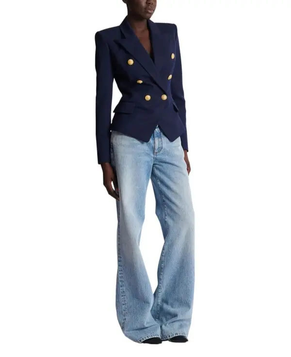 Balmain Fitted Six-button Wool Jacket - Navy